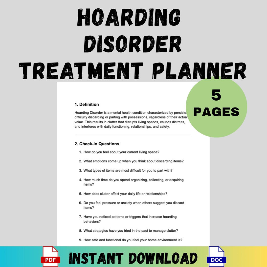 Hoarding Disorder Treatment Planner for Therapists Counseling Tools CBT ...