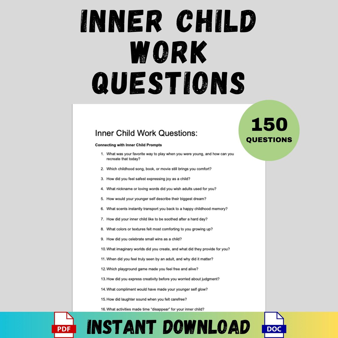 Inner Child Work Therapy Questions Reparenting Healing Childhood Wounds ...