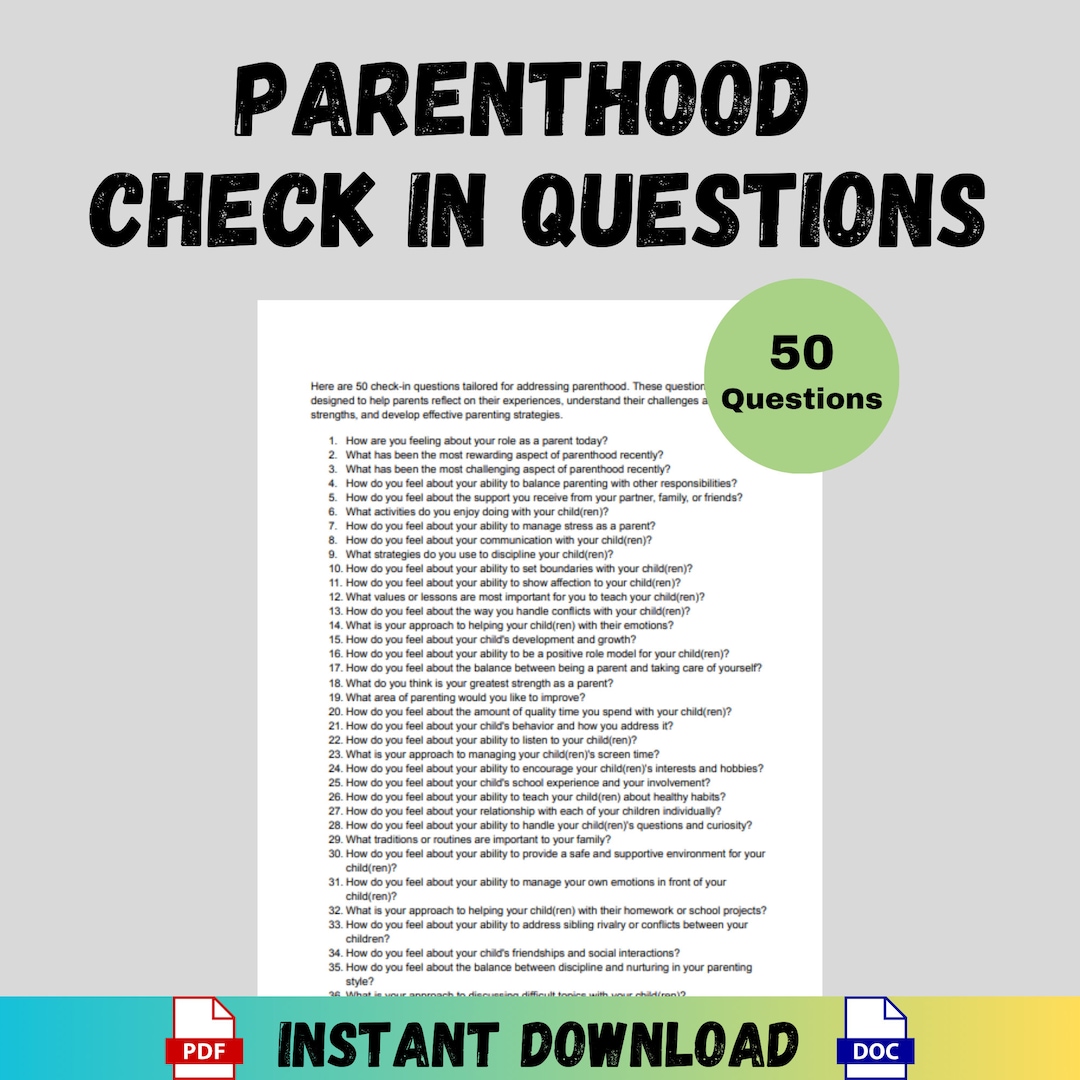 Parenthood Therapy Check-in Questions Parenting Counseling Tools ...