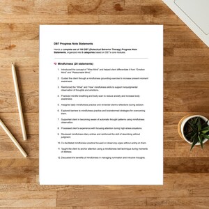 DBT Progress Notes Dialectical Behavior Therapy Statements Therapist ...