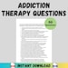 Addiction Recovery Therapy Questions Therapy Tools Printable PDF Word ...