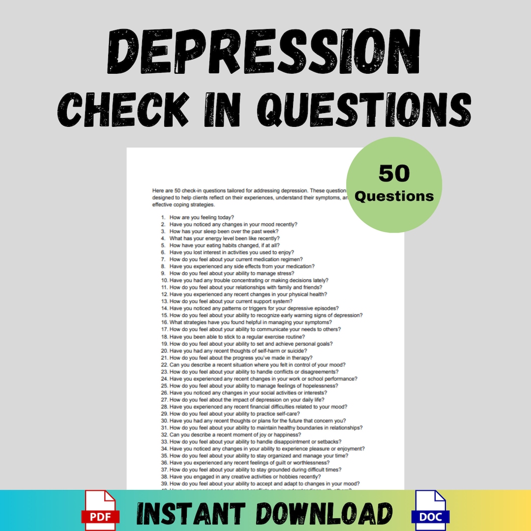 Depression Therapy Questions Therapy Tools Printable PDF Word ...