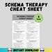 Schema Therapy Cheat Sheet Printable Therapist Quick Reference Guide ...