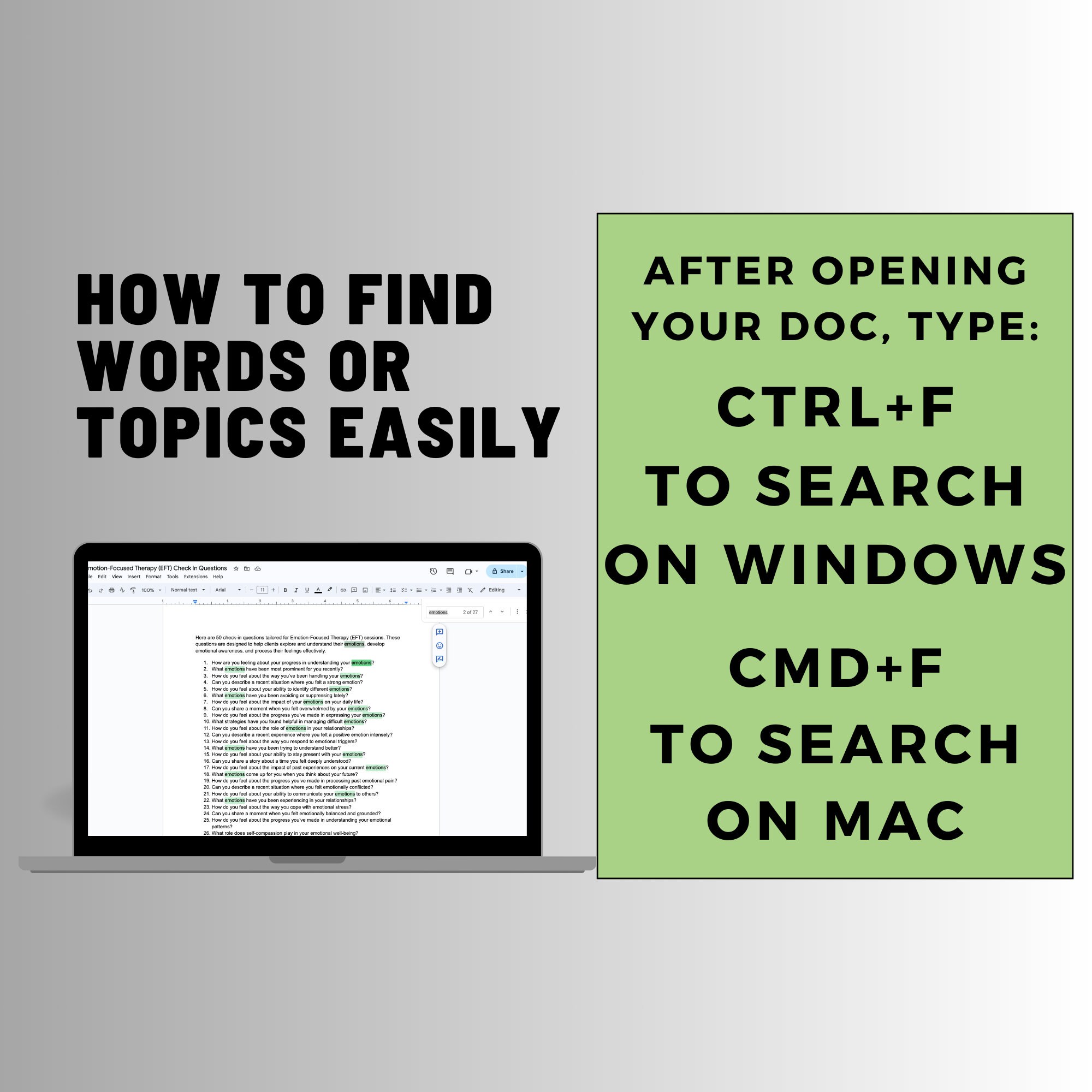 EFT Check in Questions Therapy Tools Therapy Questions Printable ...