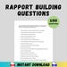 Therapy Rapport Building Questions PDF Counseling Icebreakers for ...