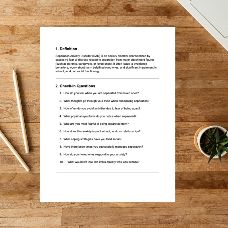 Separation Anxiety Disorder Therapy Treatment Planner for Counselors ...
