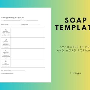 Editable SOAP Therapy Notes Progress Template PDF Word Printable ...