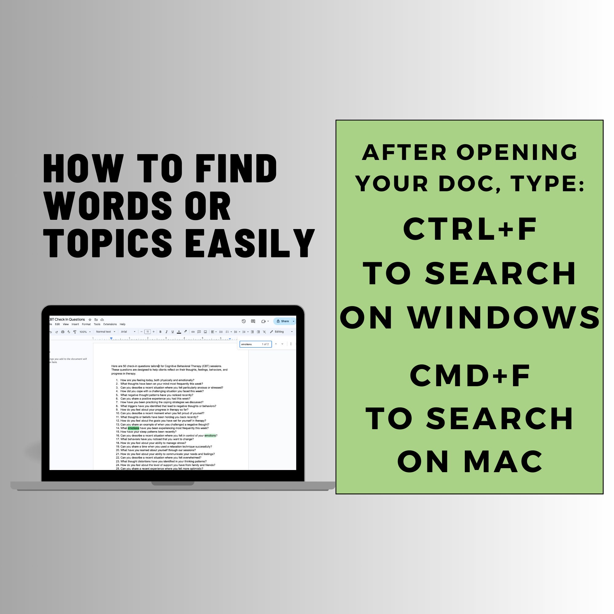 Cognitive Behavioral Therapy Check in Questions Counseling Tools ...