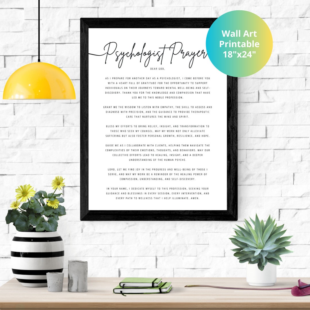 Psychologist Prayer Poster Printable Wall Art Psychologist Gift ...