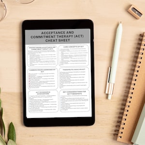 Acceptance and Commitment Therapy ACT Cheat Sheet Printable Counseling ...