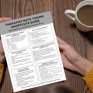 Therapist Note-taking Shortcuts Guide Progress Notes Quick Reference ...