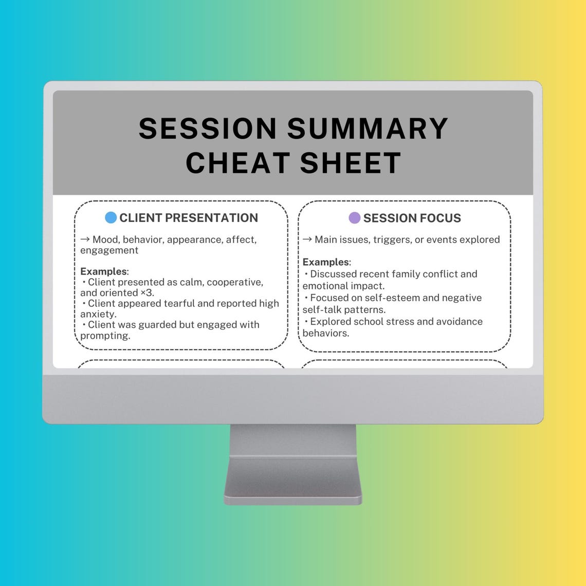 Therapy Session Summary Cheat Sheet Printable Counseling Tool for ...