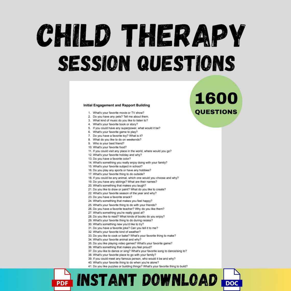 Child Therapy Session Questions Counseling Questions Therapy Questions ...