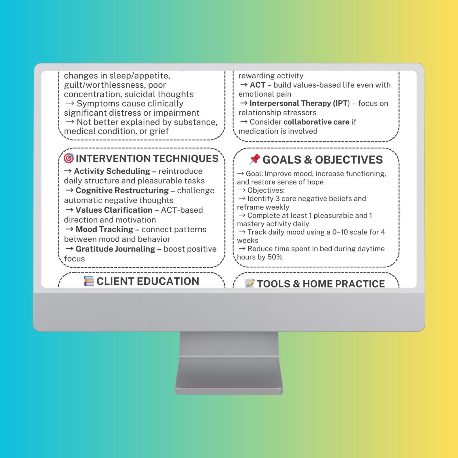 MDD Therapy Cheat Sheet Printable Depression Counseling Tool CBT Mental ...