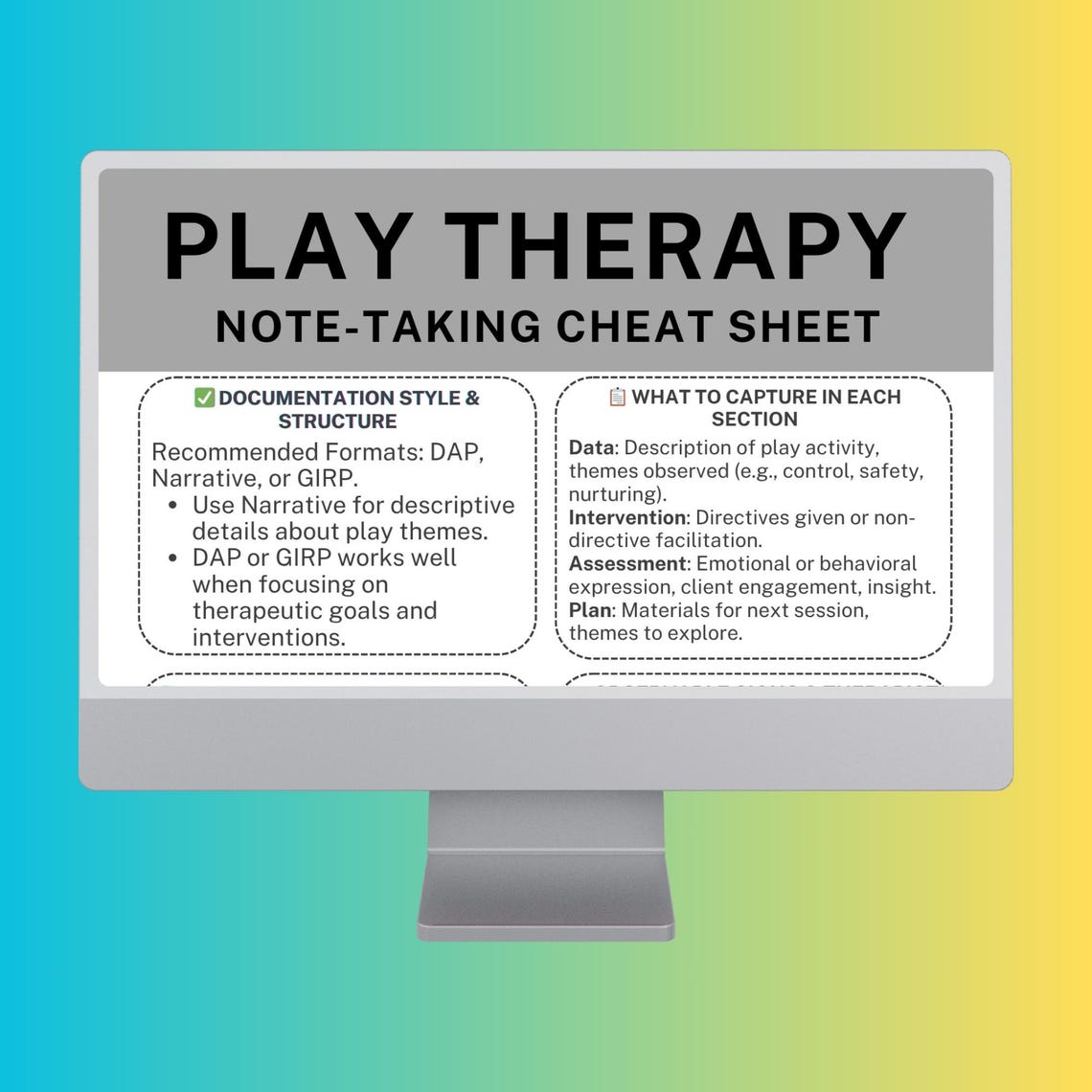 Play Therapy Note-taking Cheat Sheet PDF SOAP DAP Clinical ...