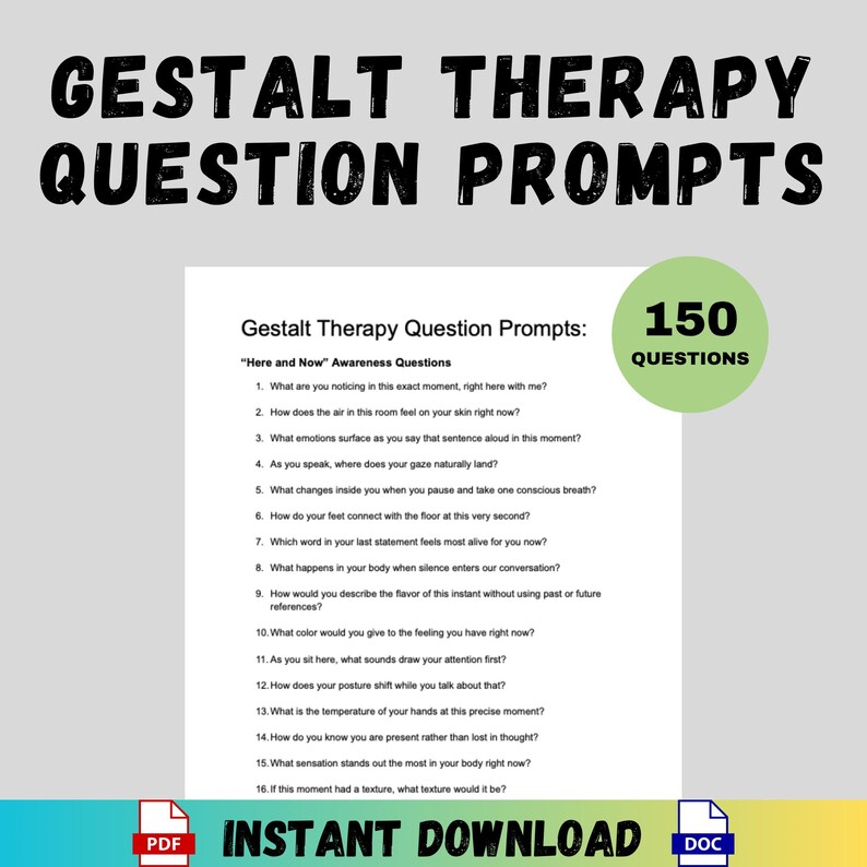 Gestalt Therapy Questions Awareness Prompts Empty Chair Body Sensation ...