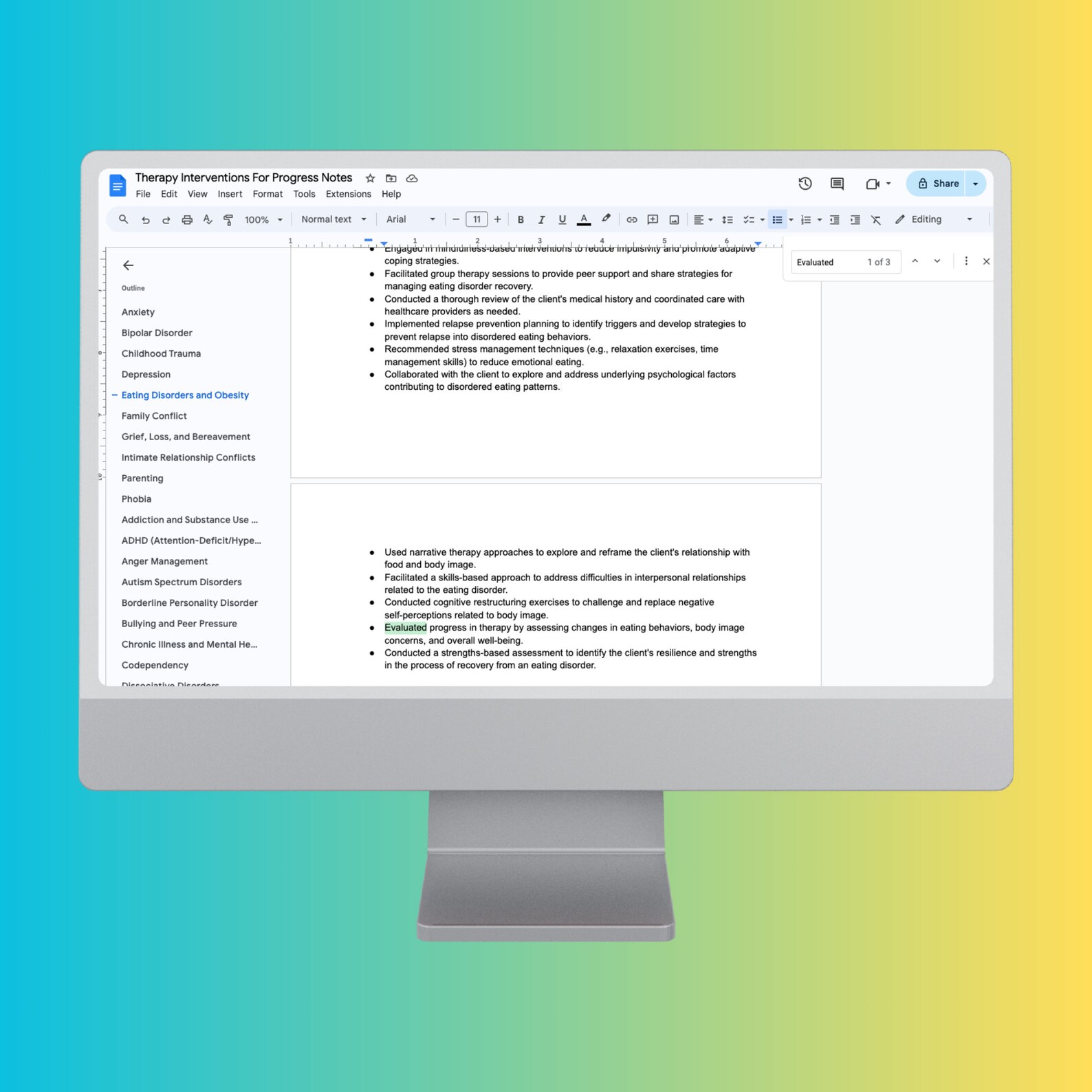 Therapy Interventions for Progress Notes Psychotherapy Notes ...