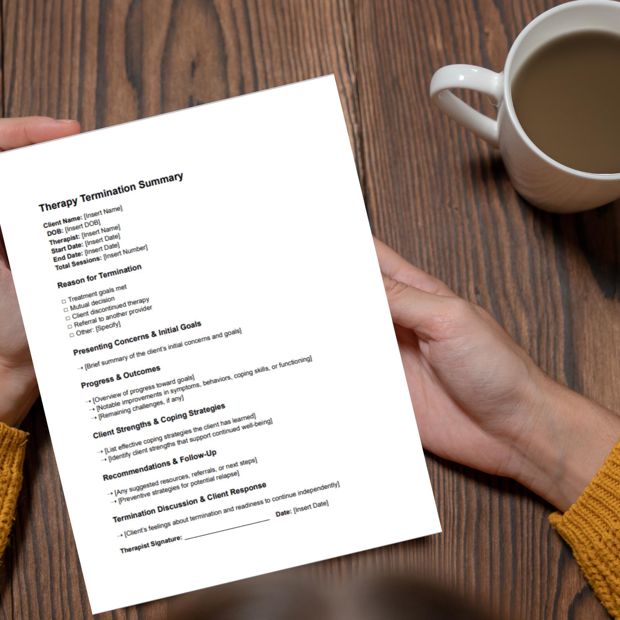 Therapy Termination Summary Template Download Therapist Discharge ...