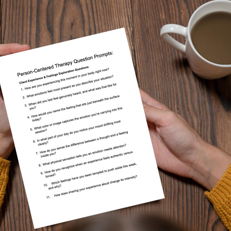 Person Centered Therapy Questions Self Exploration Feelings Counseling ...