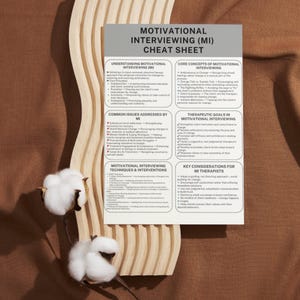 Motivational Interviewing MI Cheat Sheet Printable Counseling Guide ...