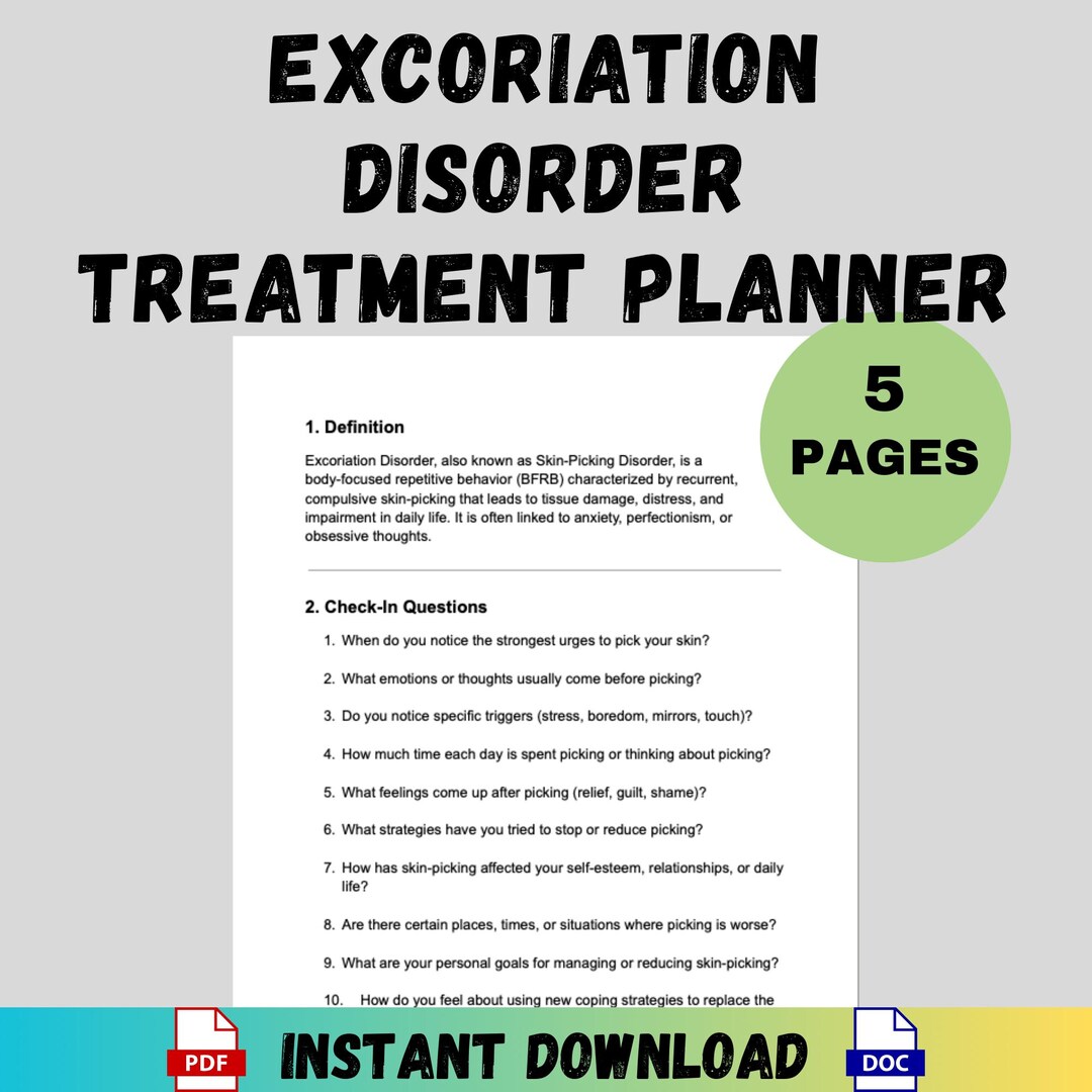 Excoriation Skin Picking Disorder Treatment Planner Therapy Tools CBT ...