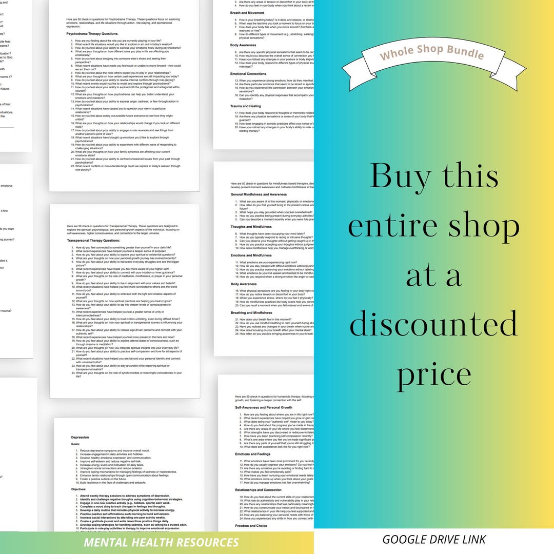 Therapist Resource Bundle Therapy Tools Counselors Mental Health ...