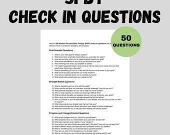 Solution-focused Brief Therapy Check in Questions SFBT Counseling Tool ...