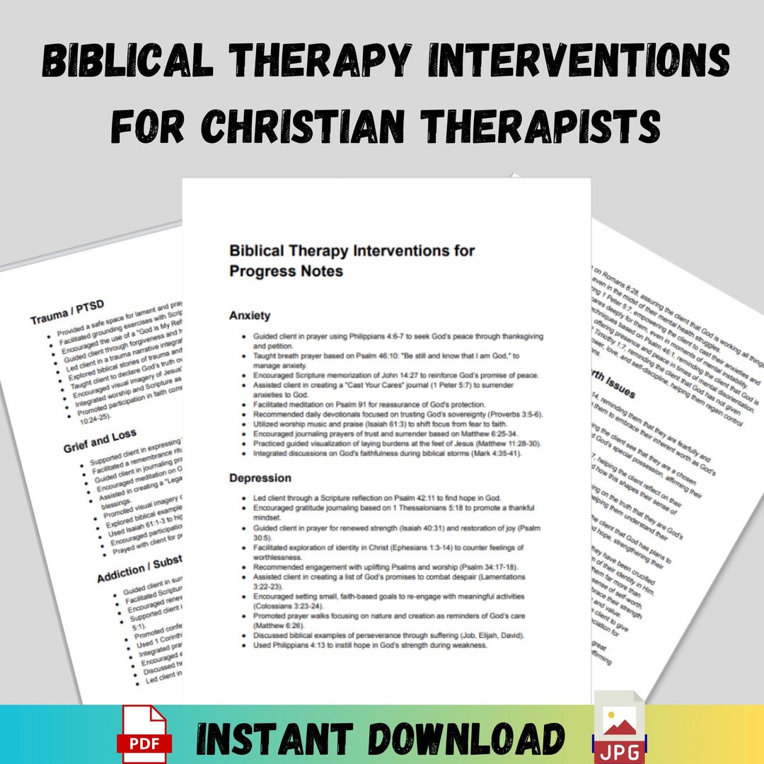 Biblical Therapy Interventions Christian Counseling Notes Faith Based ...