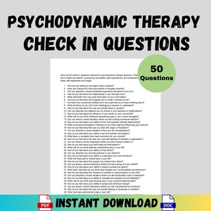 Psychodynamic Therapy Check in Questions Counseling Tools Therapist ...