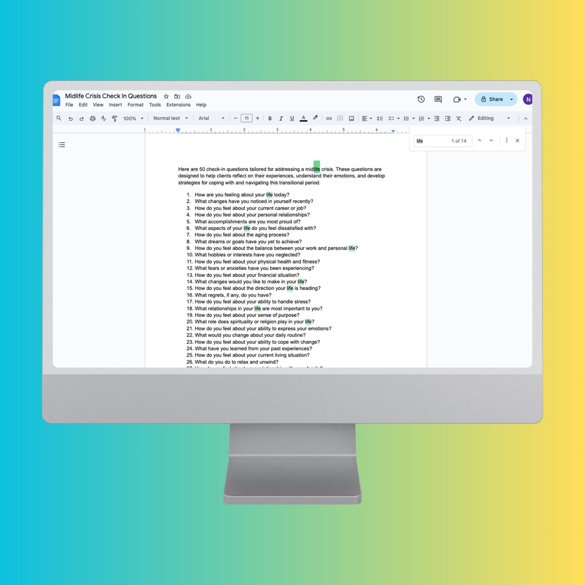 Midlife Crisis Therapy Check in Questions Midlife Counseling Tools ...