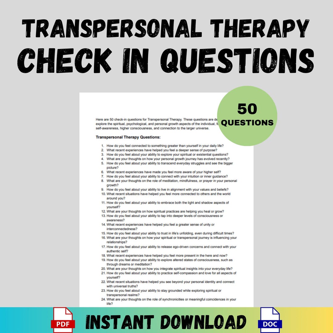 Transpersonal Therapy Check in Questions Transpersonal Counseling Tool ...