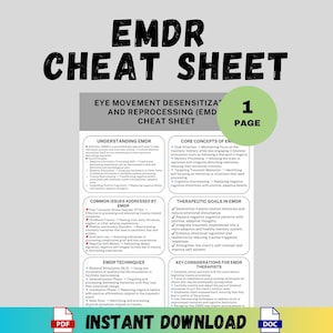 EMDR Cheat Sheet Printable Eye Movement Desensitization and ...