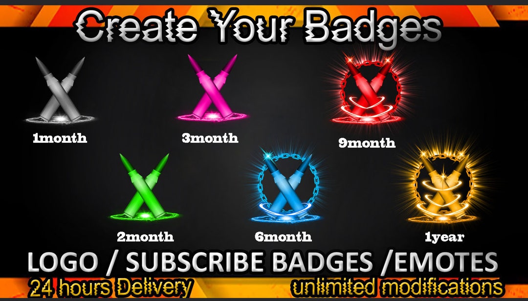 Bullet Twitch Sub Badges / Bullet Twitch Emotes/ Bullet Badges for ...