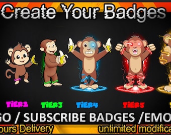 Twitch Sub Badges Monkey - Etsy