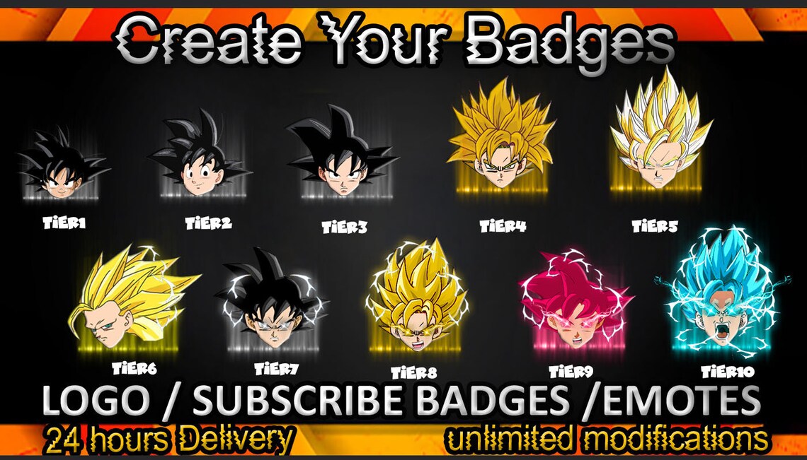 Goku Twitch Sub Badges / Goku Twitch Emotes/ Goku Badges for Streamers ...