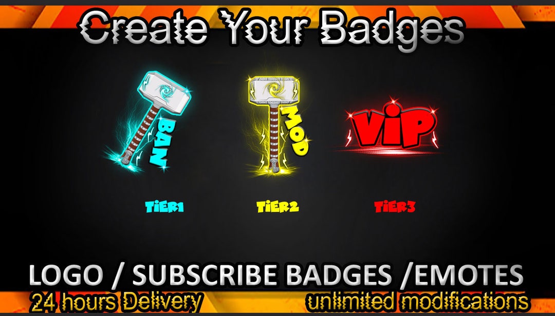 Hammer Twitch Sub Badges / Hammer Twitch Emotes/ Hammer Badges for ...