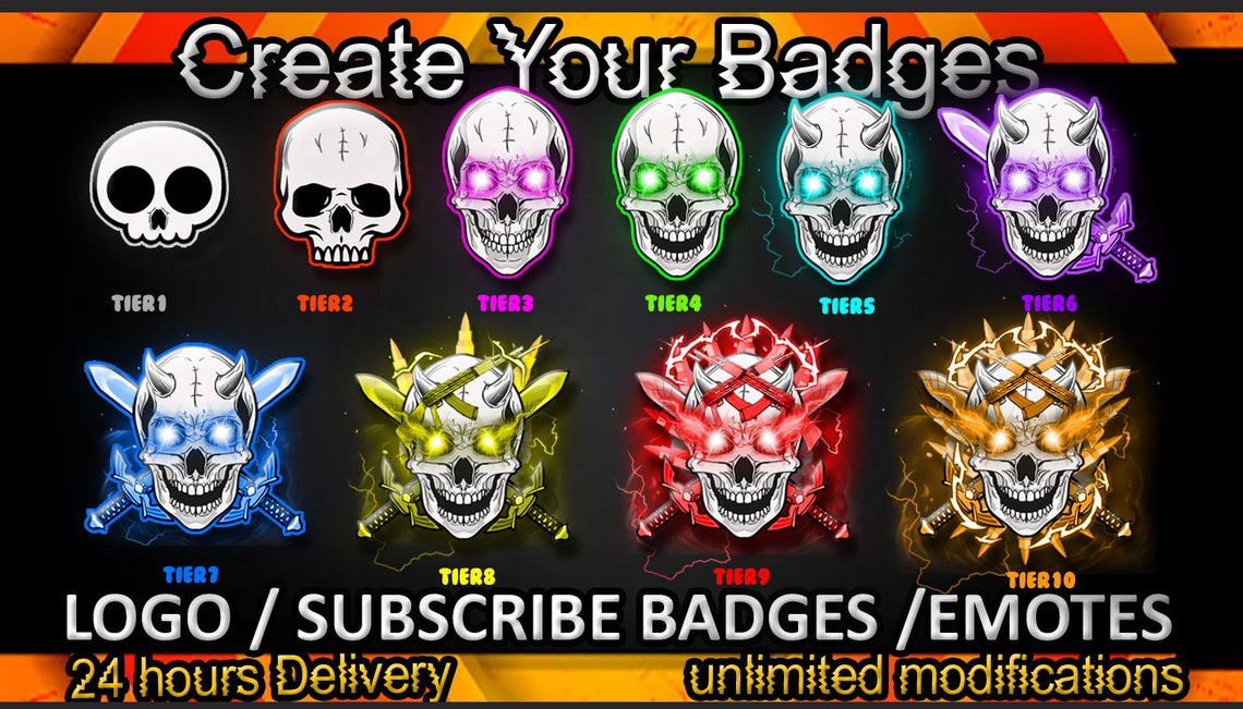 Skull Twitch Sub Badges / Skull Twitch Emotes/ Skull Badges for ...