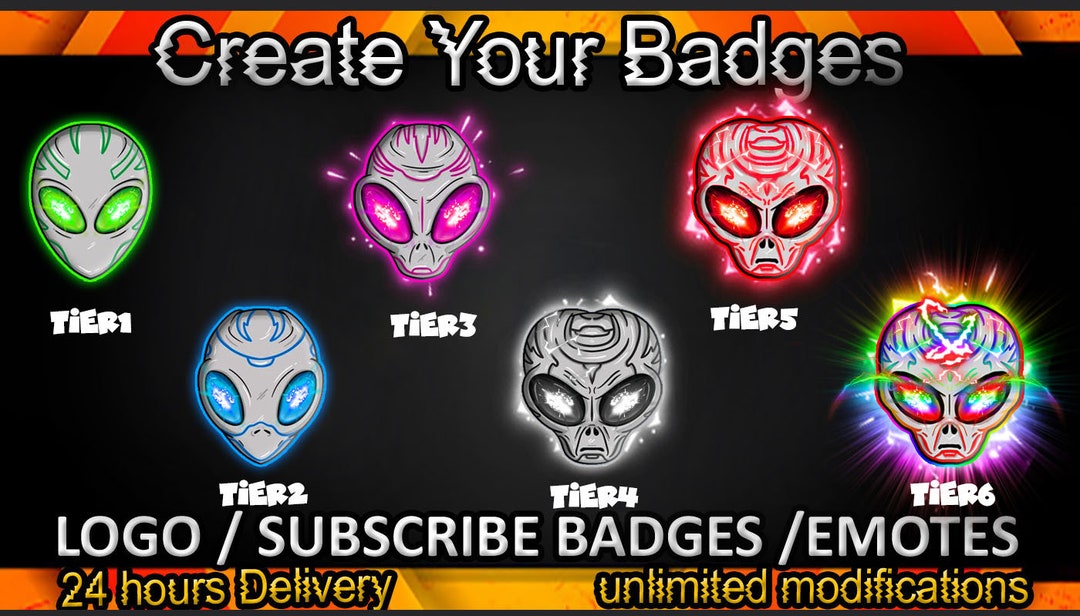 Alien Head Twitch Sub Badges / Alien Head Twitch Emotes/ Alien Head ...