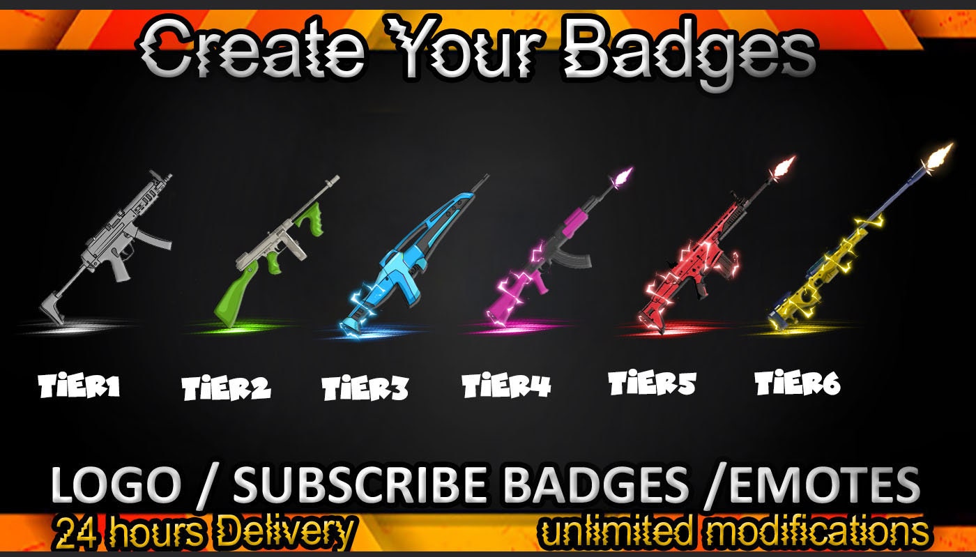 Guns Twitch Sub Badges / Guns Twitch Emotes/ Guns Badges for Streamers ...
