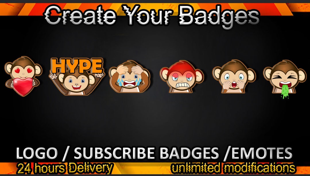 Monkey Twitch Sub Badges / Monkey Twitch Emotes/ Monkey Badges for ...