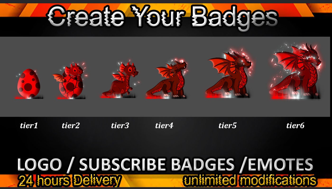 Dragon Twitch Sub Badges / Dragon Twitch Emotes/ Dragon Badges for ...