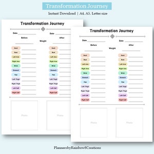 Weight Loss Tracker Printable Body Measurement Chart Weight Loss ...