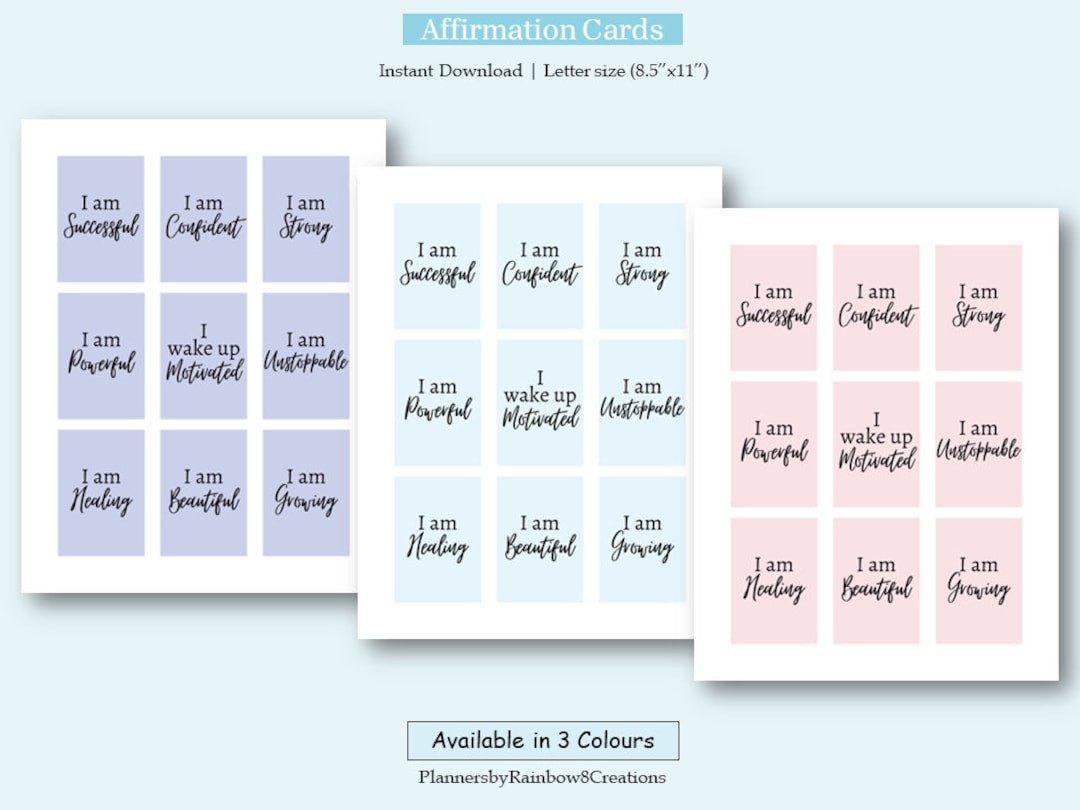Vision Board Printables, Affirmation Cards Printable, Affirmation Cards ...