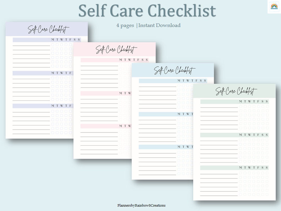 Self-care Checklist Printable | Daily Wellness Routine | Mental Health ...