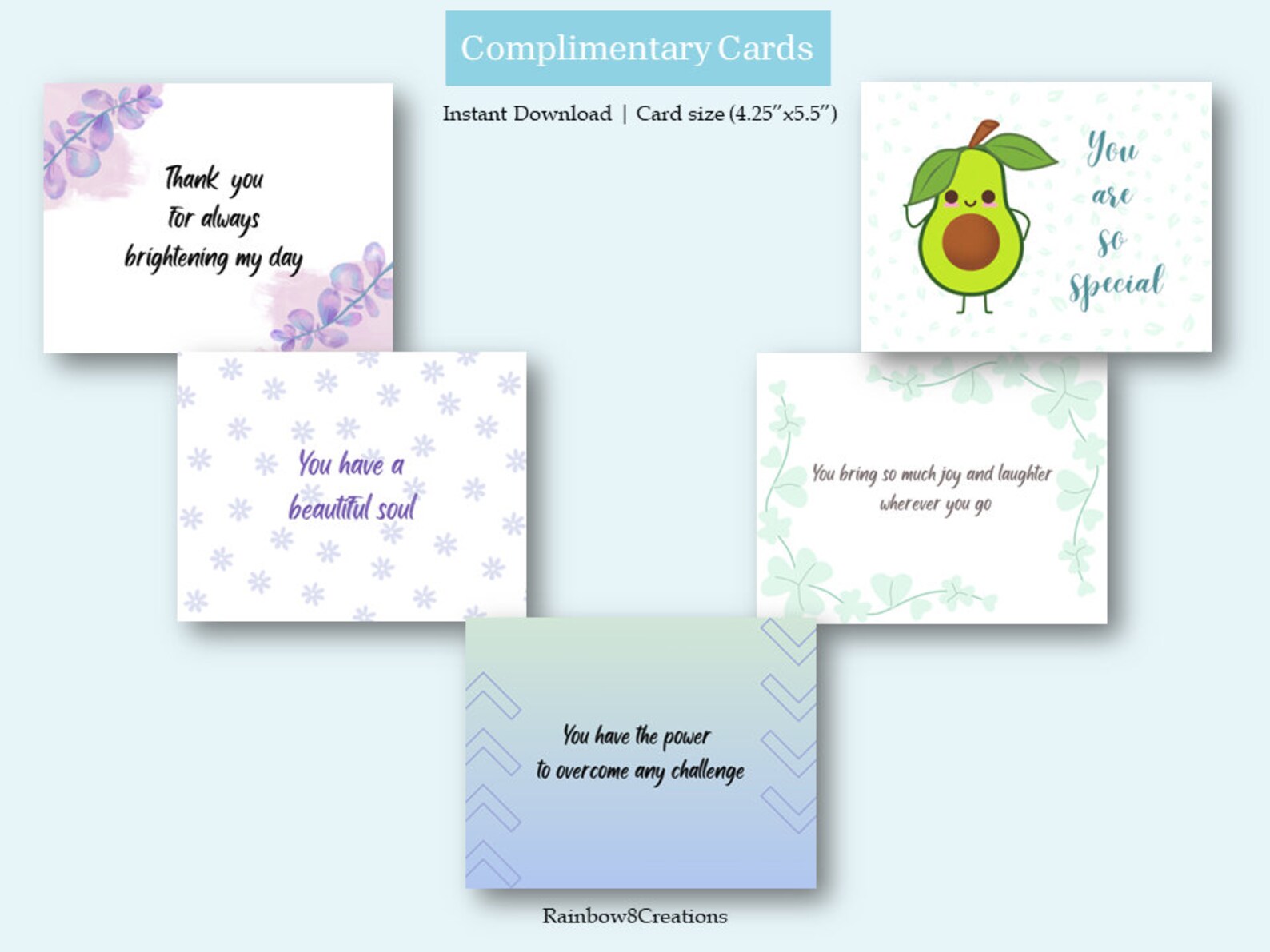 Complimentary Cards | Affirmation Cards | Thank You Cards | Aesthetic ...
