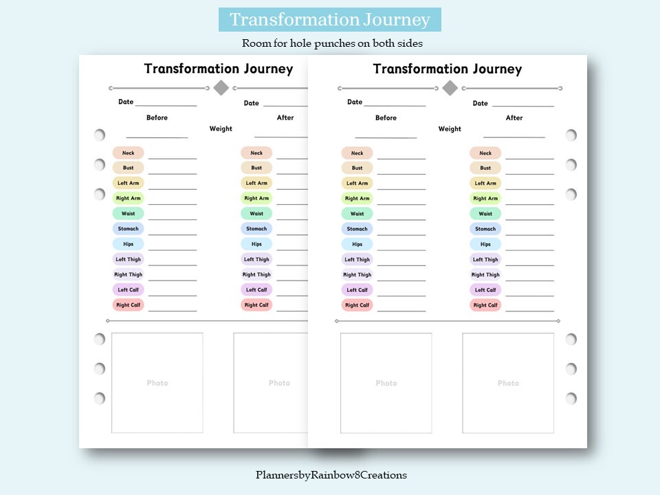 Weight Loss Tracker | Printable Body Measurement Chart | Weight Loss ...