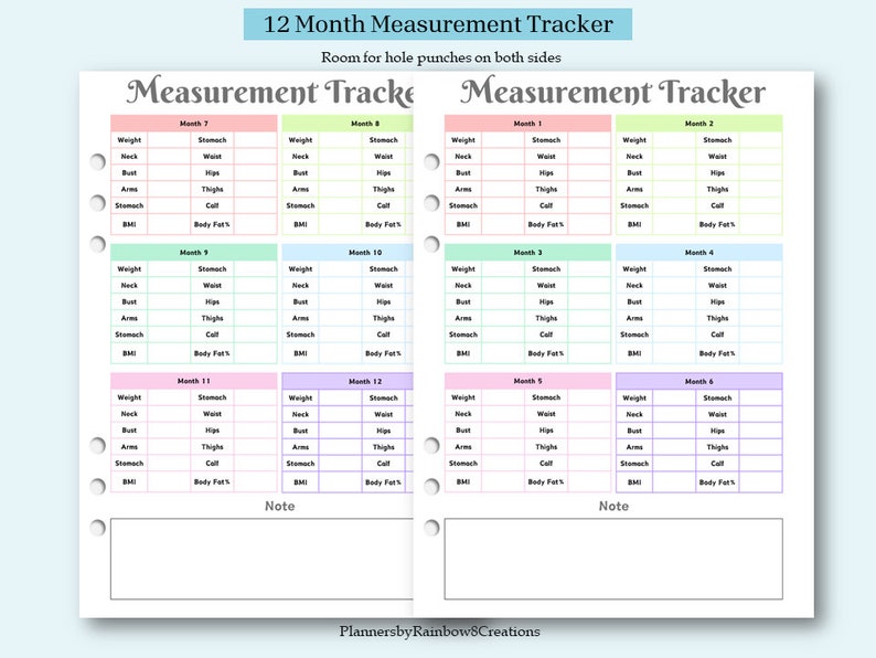 Weight Loss Tracker, Printable, Digital, Editable PDF, 12 Month Weight ...