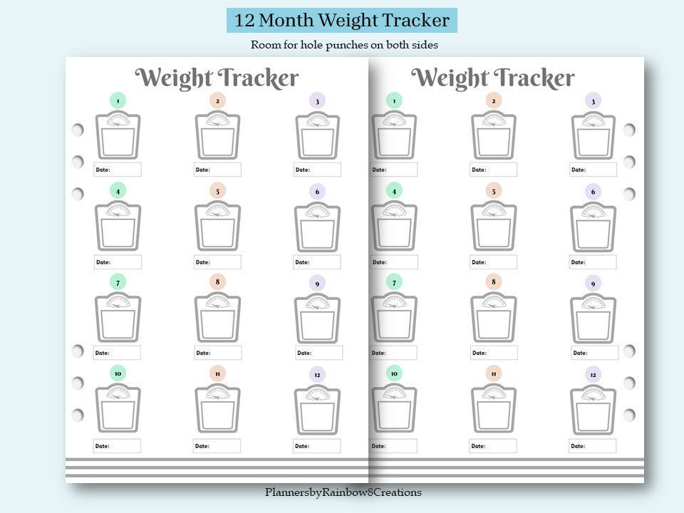 Weight Loss Tracker, Printable, Digital, Editable PDF, 12 Month Weight ...