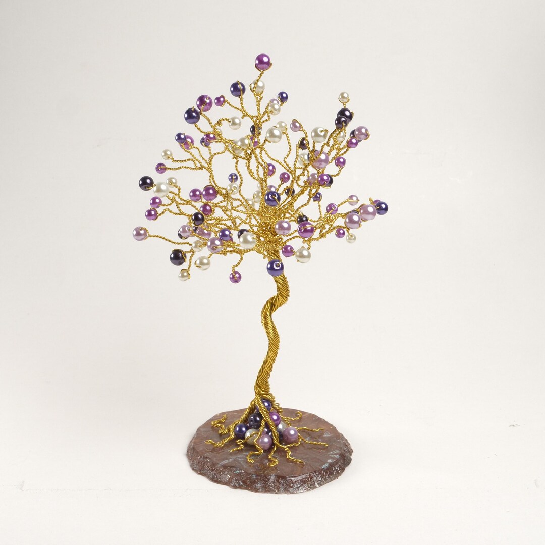 Amethyst Bloom Wire Tree Sculpture, Unique Home Decor Art, Metal Tree ...
