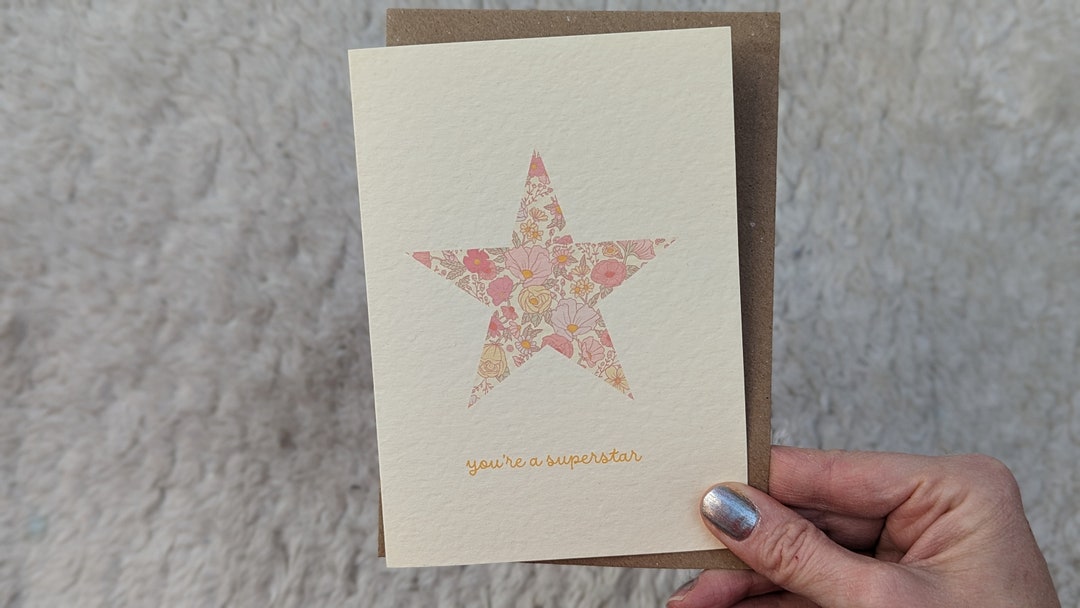 Superstar Card for Friend, Thank You Card, Star Card for Girls ...